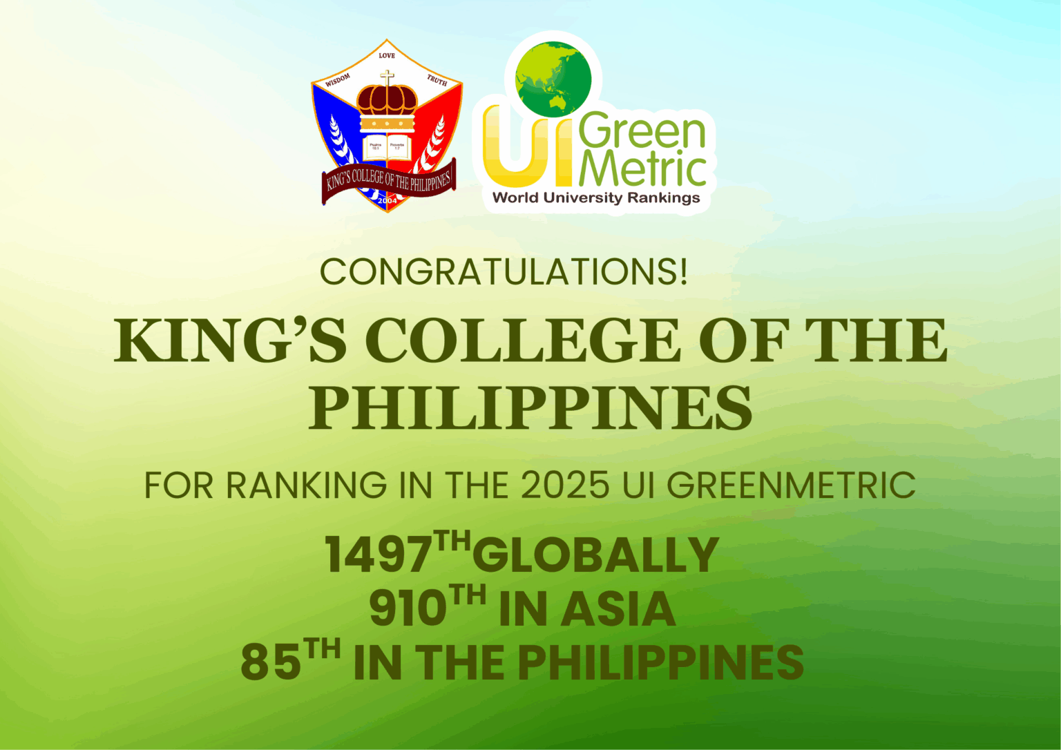 KCP Earns Global Spot in UI GreenMetric Sustainability Rankings - King ...
